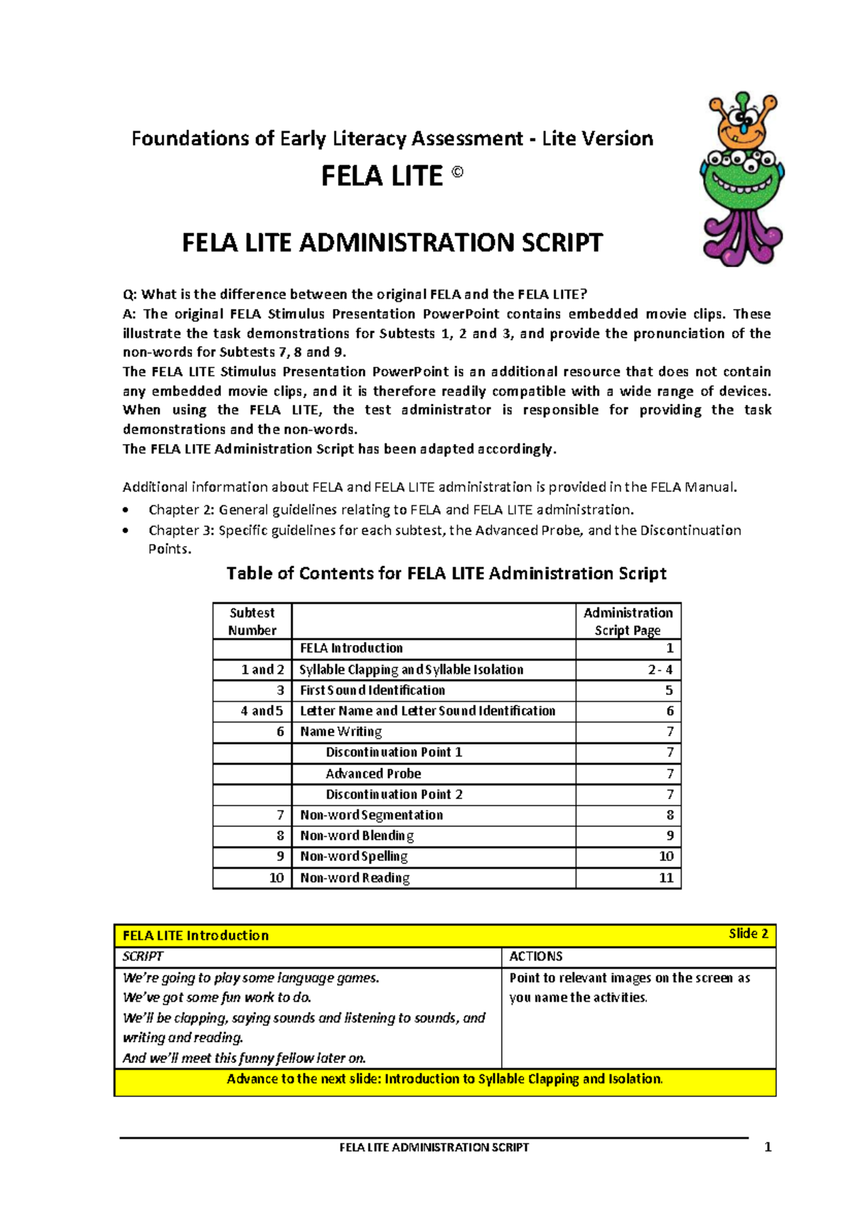 FELA LITE Administration Script: Key Differences & Guidelines - Studocu