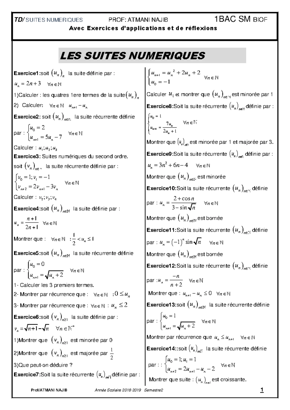 PDF 2 Suites et séries numériques (exercices corrigés) - Suites et ...