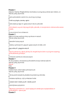 Socjologia pytania z modułów - 1. Dzieła Comte’a są jednym z najlepszych dokumentów jego epoki i ...