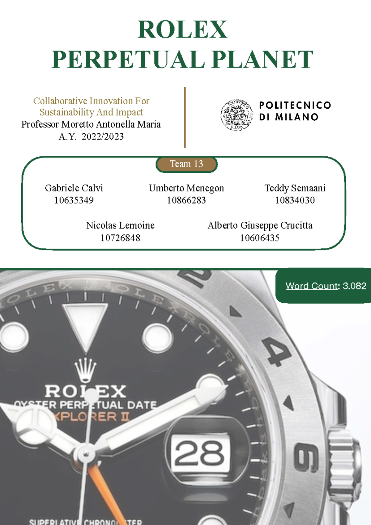 Rolex Case Study: Collaborative Innovation for Sustainability (10606435 ...