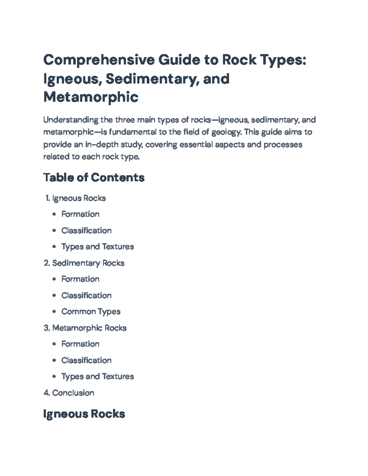 Comprehensive Guide to Rock Types: Igneous, Sedimentary, Metamorphic ...