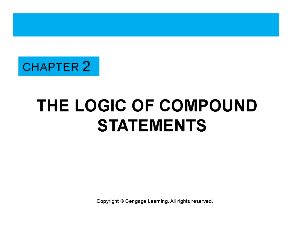 Epp DM 5e CH 2: Logic of Compound Statements & Valid Arguments - Studocu