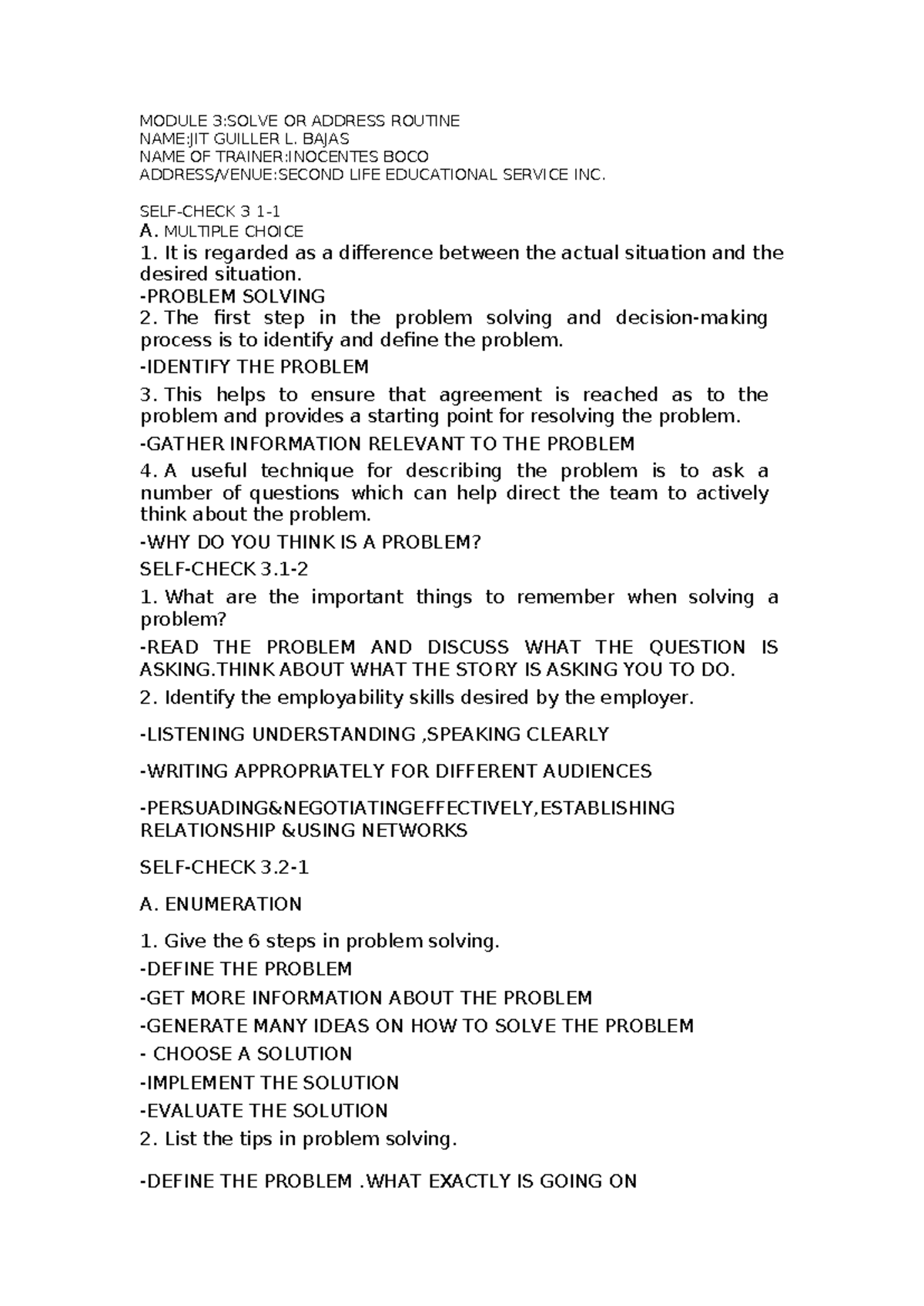 Module 3 - Problem Solving & Decision-Making Strategies - Studocu