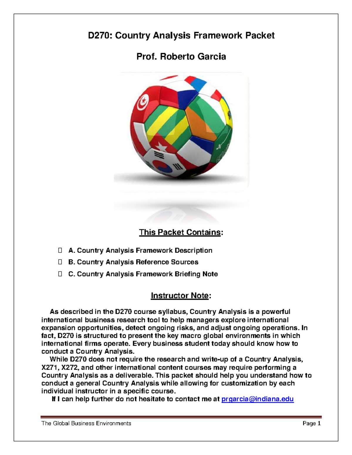 D270 Country Analysis Framework Packet - Roberto Garcia This Packet ...