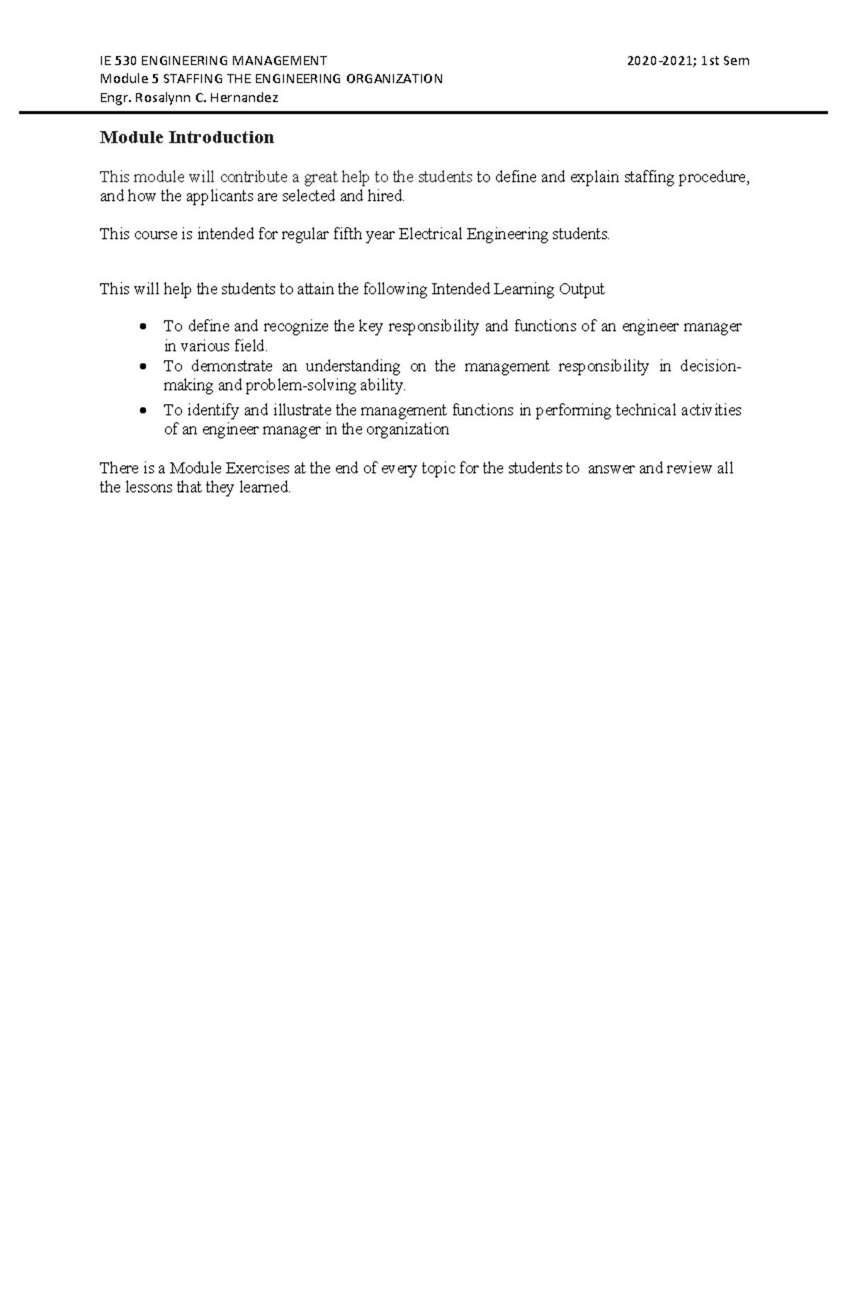 Module 5: Staffing in Engineering Organizations - Key Insights and ...