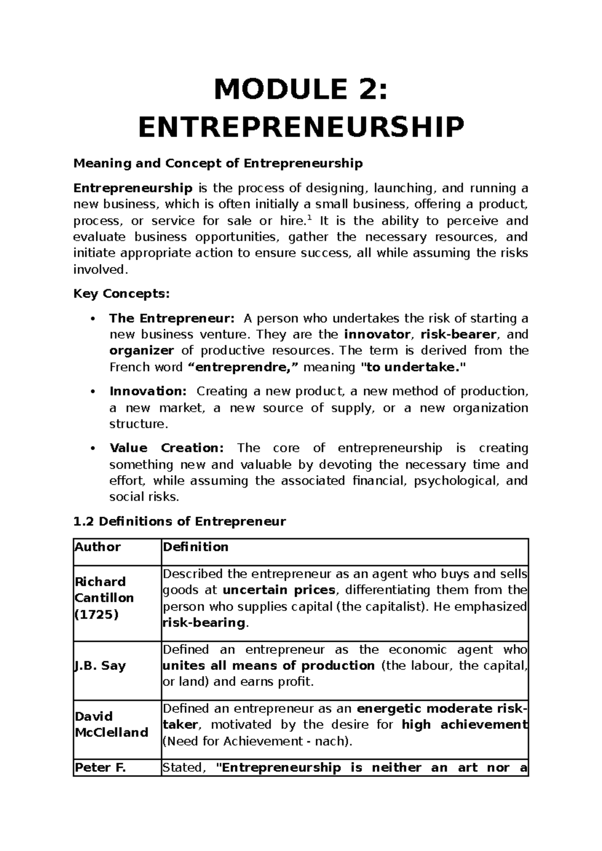 Module 2: Entrepreneurship Concepts and Key Functions - Studocu