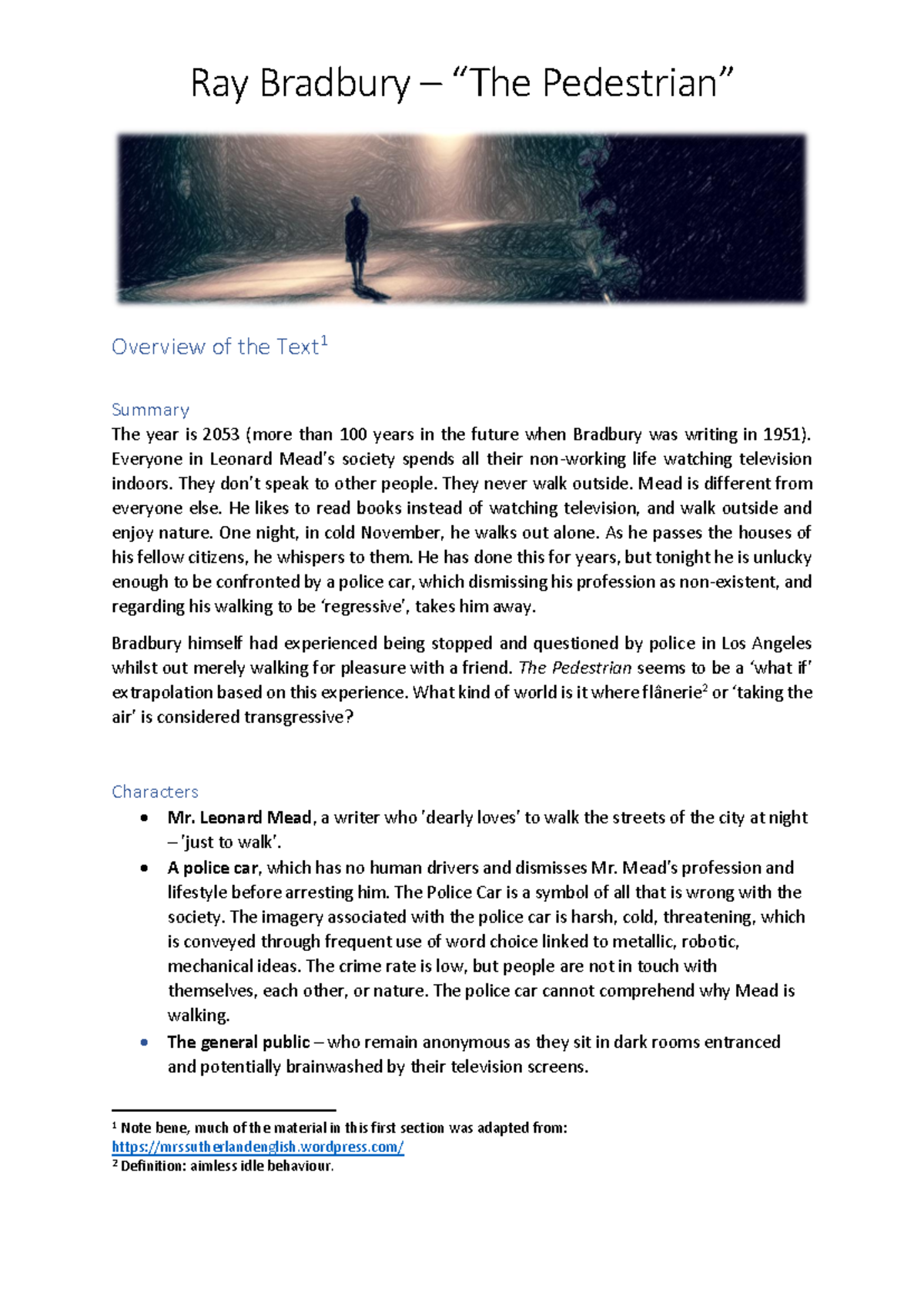 JST 2022 The Pedestrian: Analysis and Creative Response Guide - Studocu