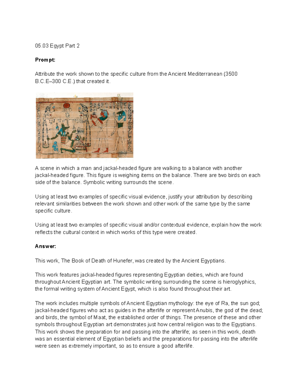 APAH 05.03 Final Exam: Analyzing Ancient Egyptian Art and Culture - Studocu