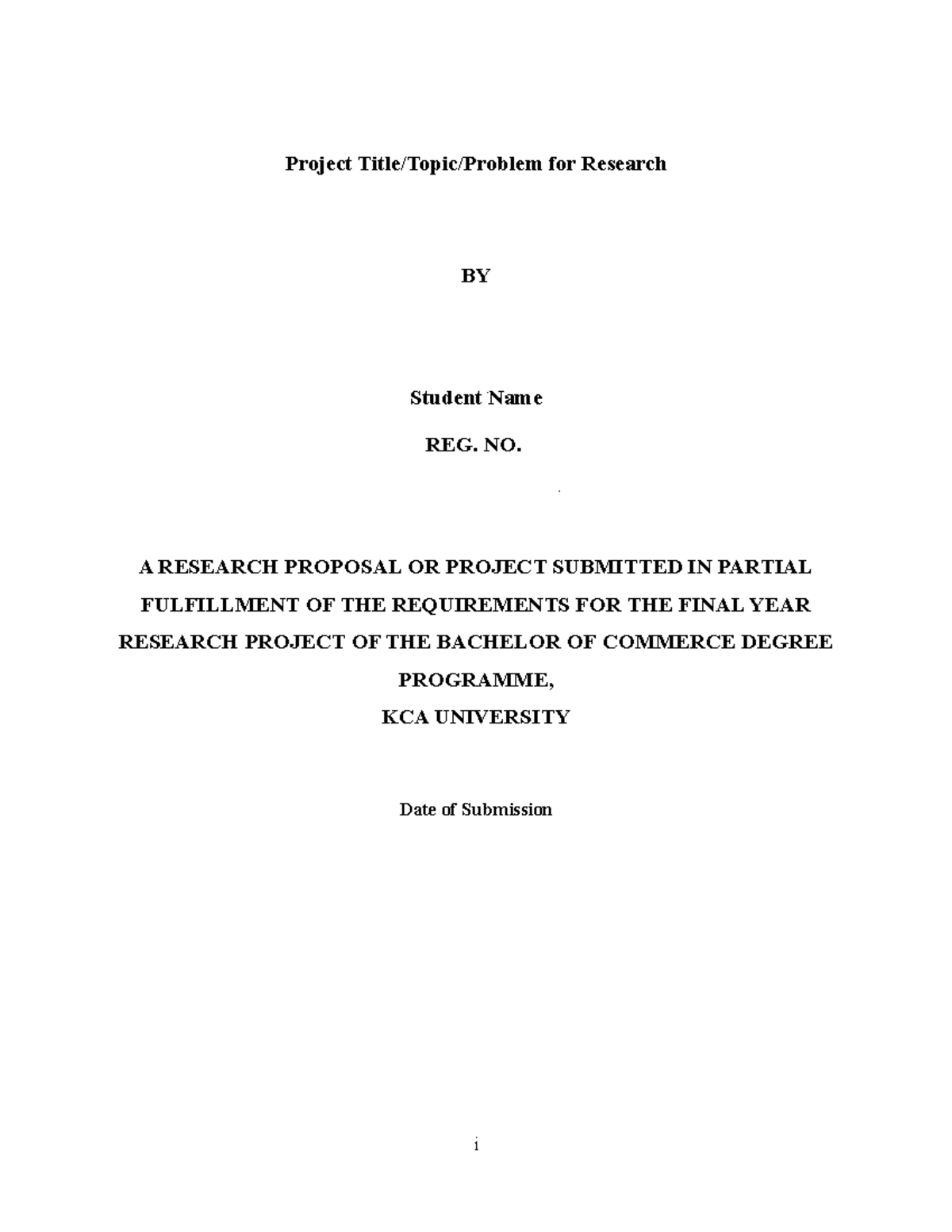 Research Project Structure - Project Title/Topic/Problem for Research ...