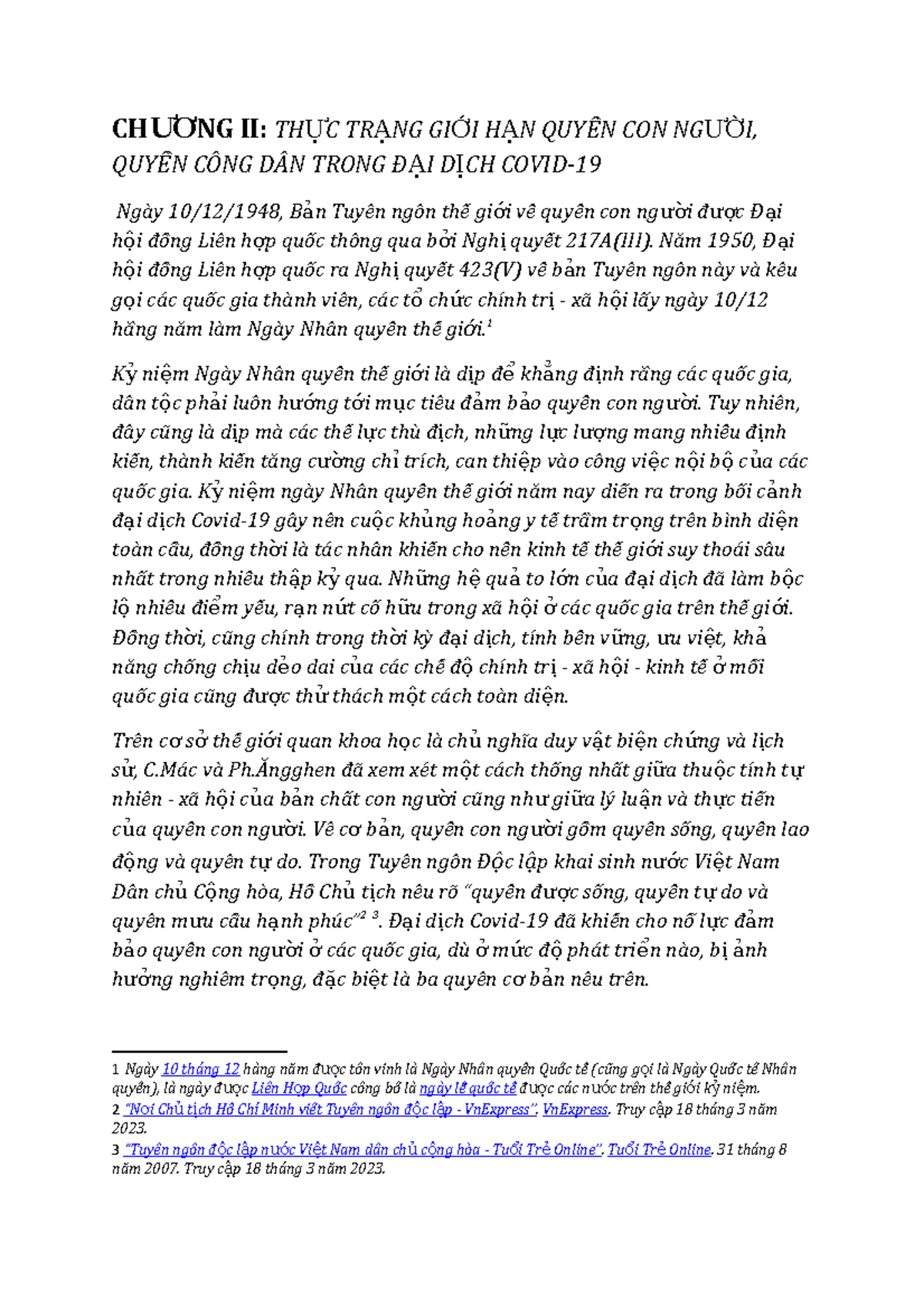 Giới hạn quyền con ngườiđã chỉnh sửa bổ sung - CH ƯƠNG II: TH ỰC TR ẠNG GI ỚI H ẠN QUYỀỀN CON NG ...