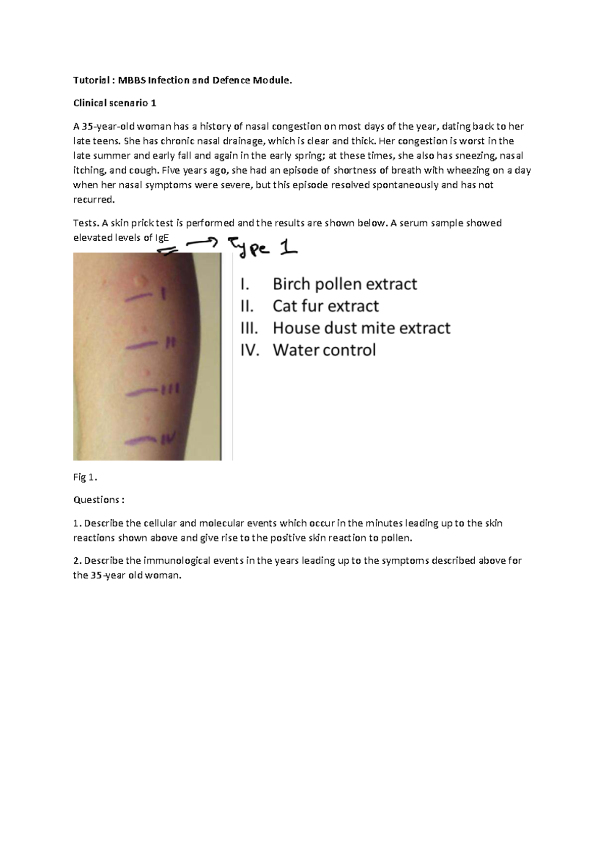 MBBS Infection & Defence: Clinical Scenarios & Hypersensitivity ...