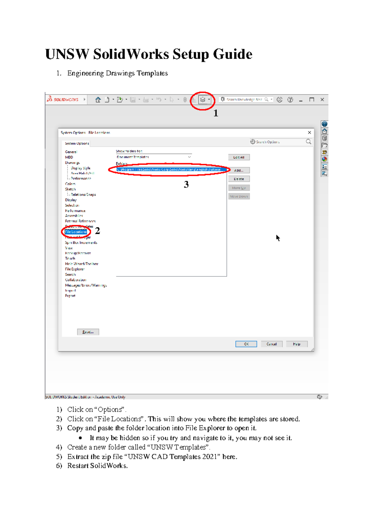 UNSW Solid Works Drawing Template Setup Guide - DESN 2000 - UNSW Sydney ...