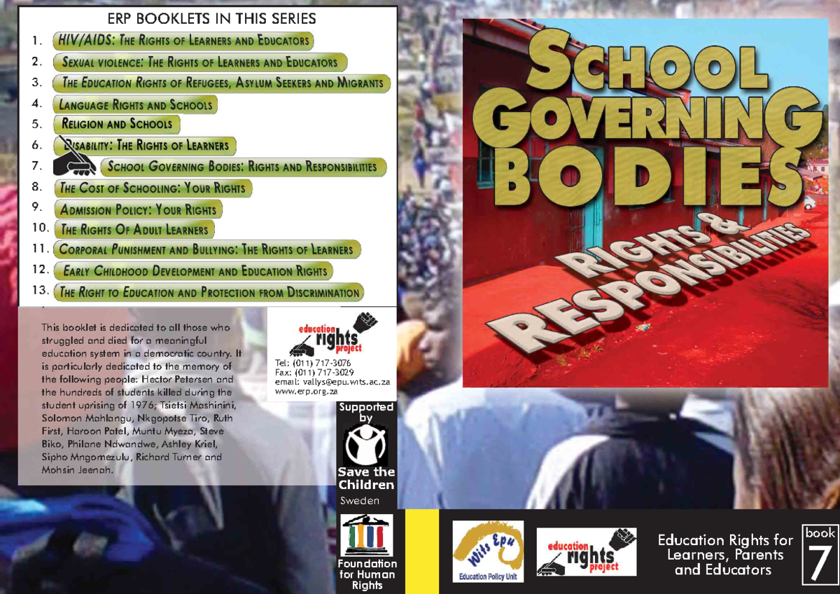 SGB Rights & Responsibilities: A Guide to School Governance - Studocu