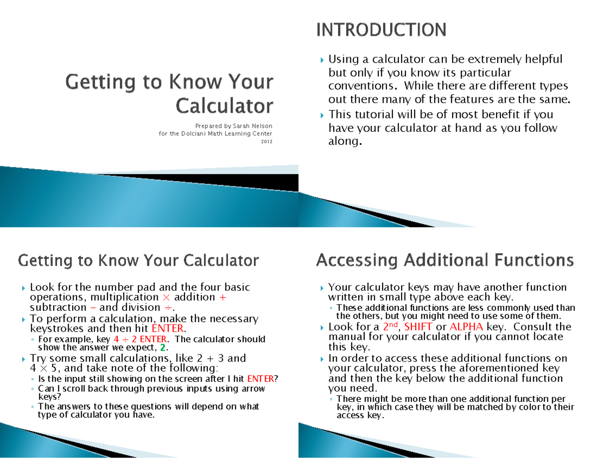 CLOE - Calculator Usage Guide for Effective Learning - Studocu
