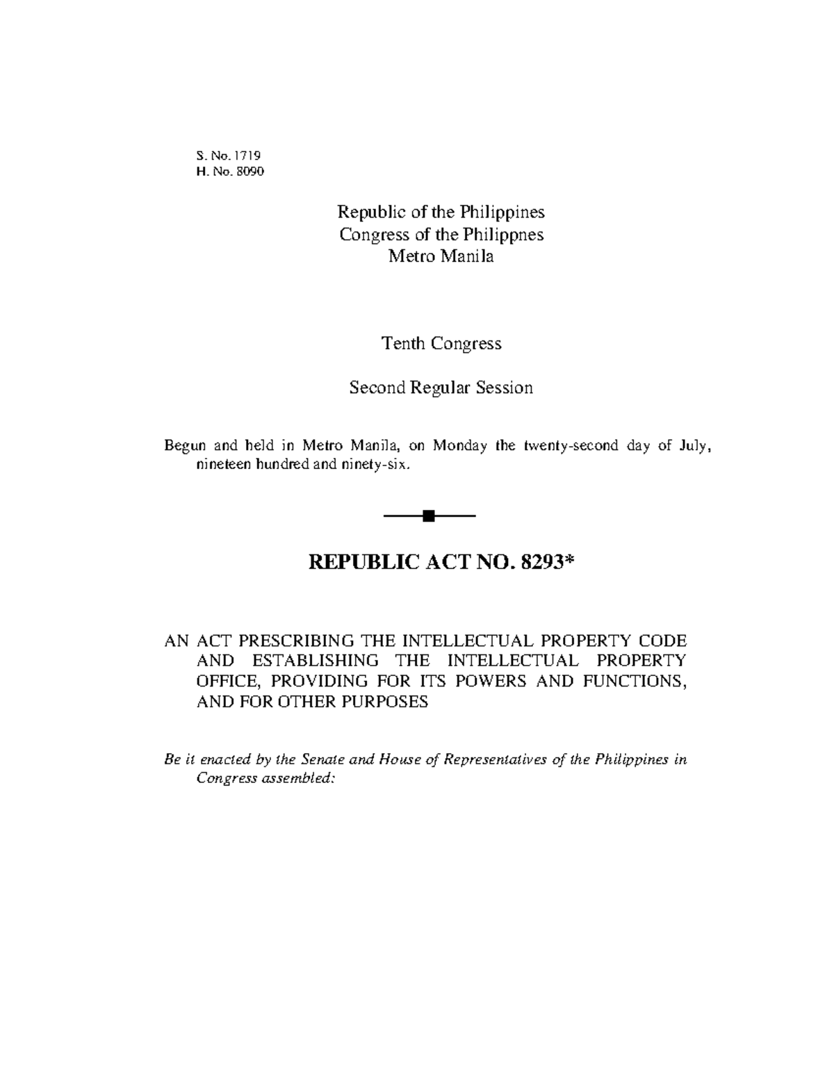 Republic Act No. 8293: Philippine Intellectual Property Code (2015 ...