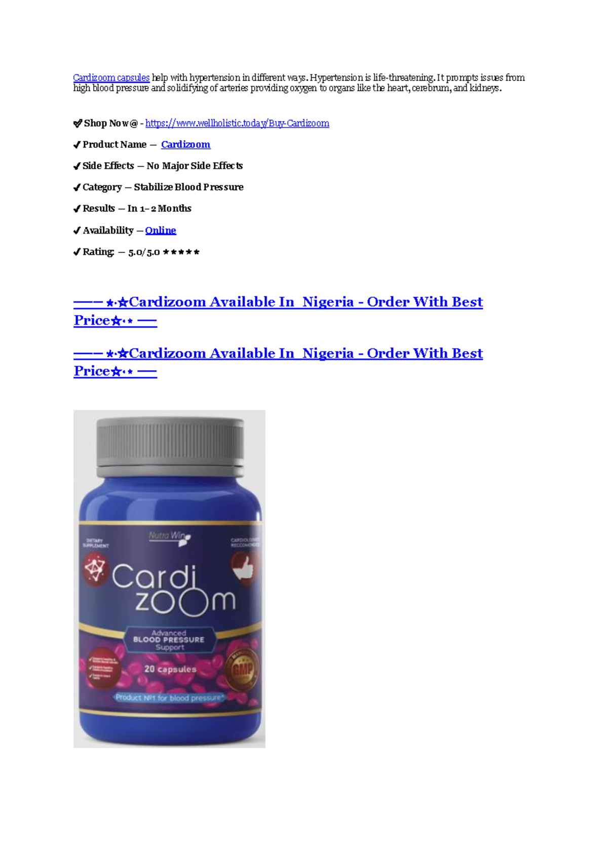Cardizoom Capsules: Effective Hypertension Management & Benefits - Studocu