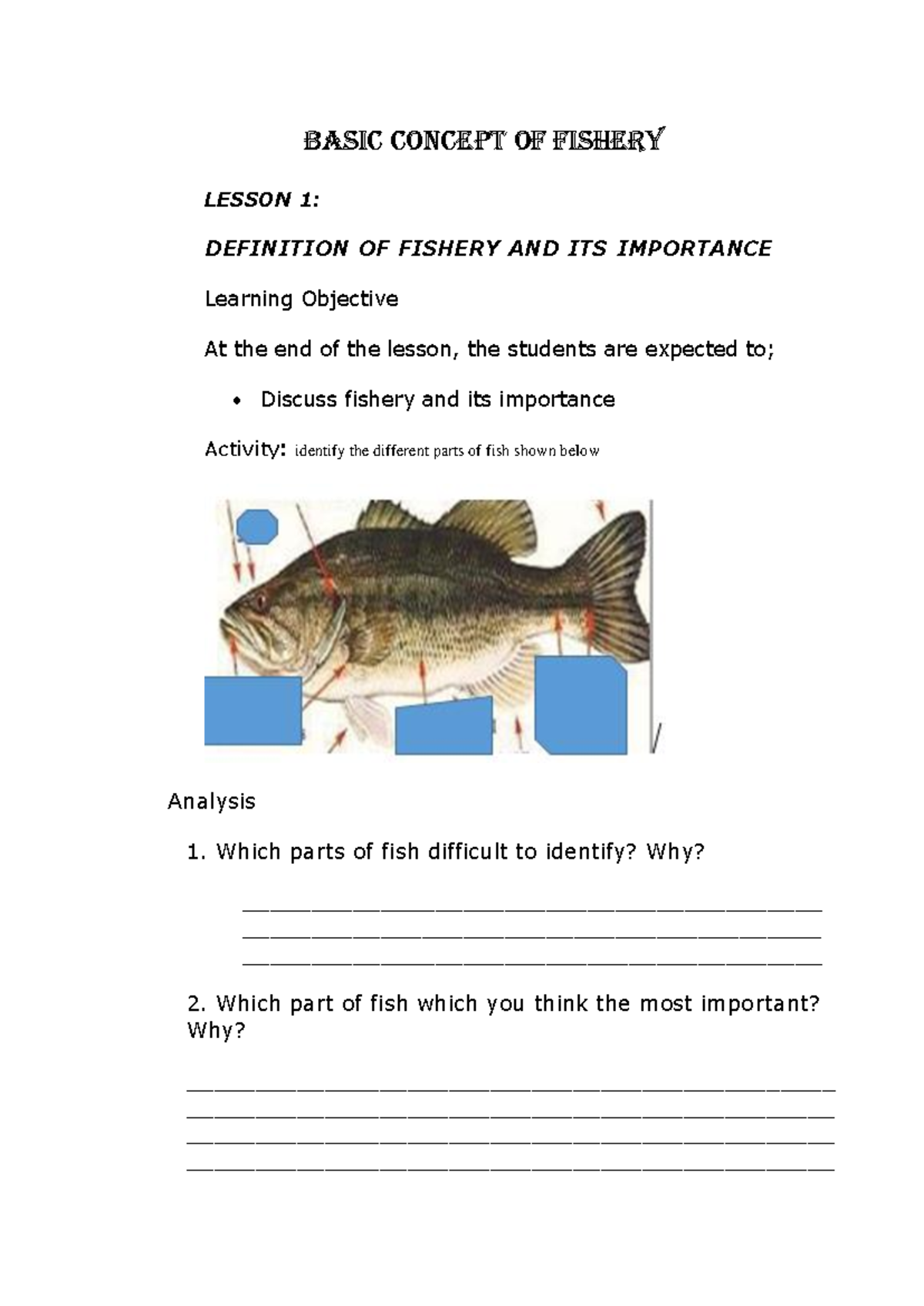 Lesson 1: Module 2 - Fundamental Concepts of Fishery and Its ...