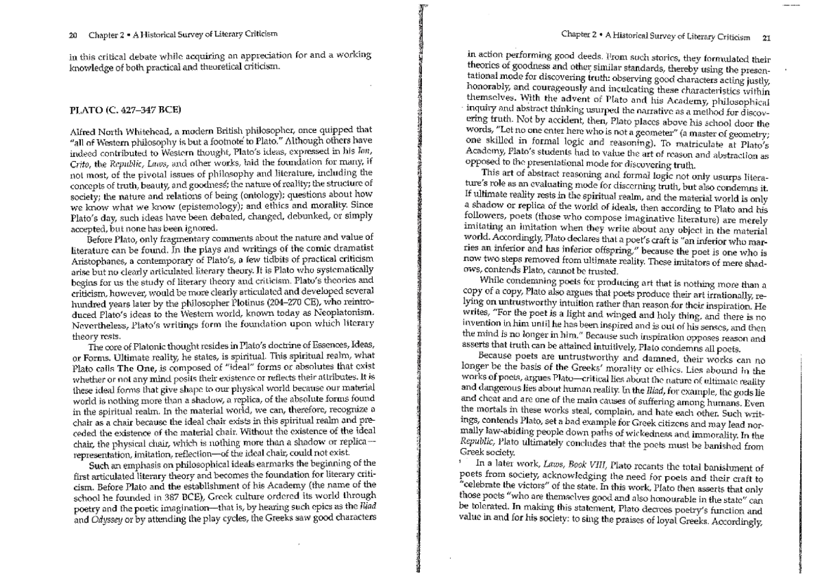 PLATO & ARISTOTLE: Foundations of Literary Theory (PLATO 101) - Studocu