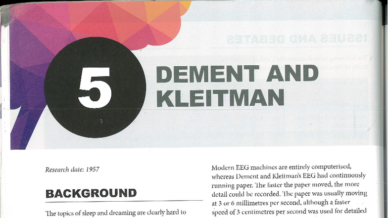 Dement & Kleitman (1957): EEG Study on Sleep & Dreaming - Studocu
