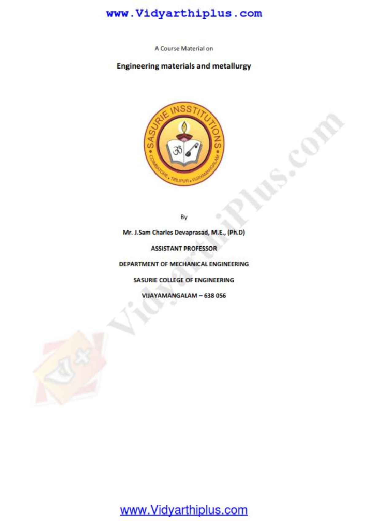 ME 6403 Engineering Materials and Metallurgy Course Material - Studocu