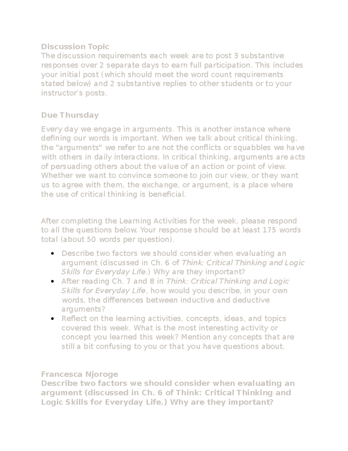 Wk 4 Discussion - Evaluating Arguments - Discussion Topic The ...