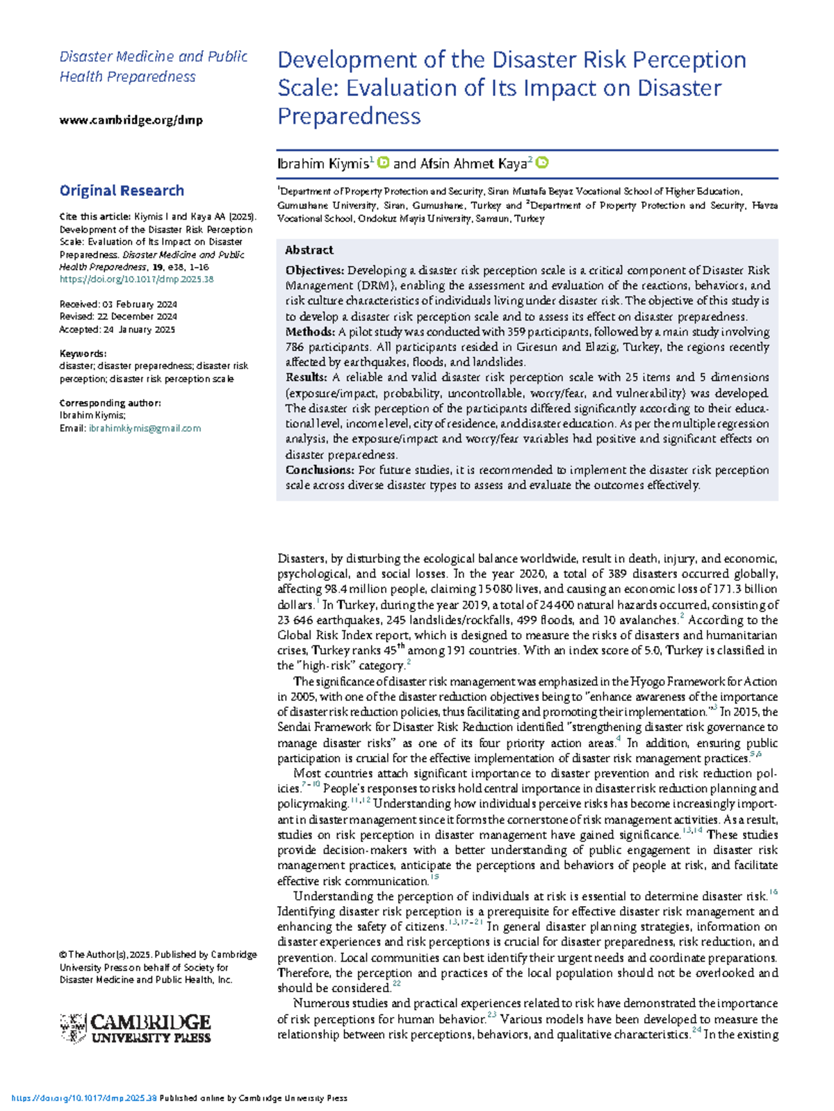 Disaster Medicine and Public Health Preparedness: Evaluating the ...