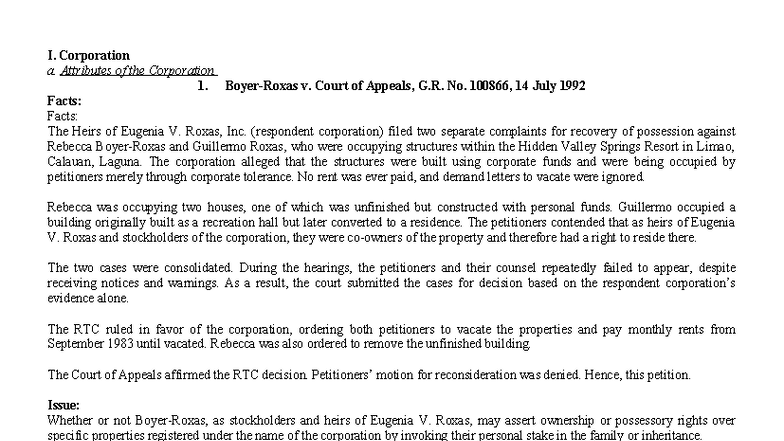 CASE Digest 1-75: Key Legal Principles in Corporate Law (RCC) - Studocu