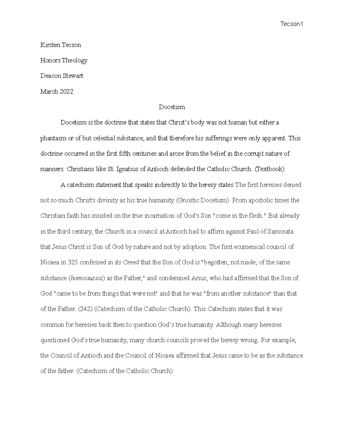 Docetism: Analysis of Christ's Humanity in Early Theology - Studocu