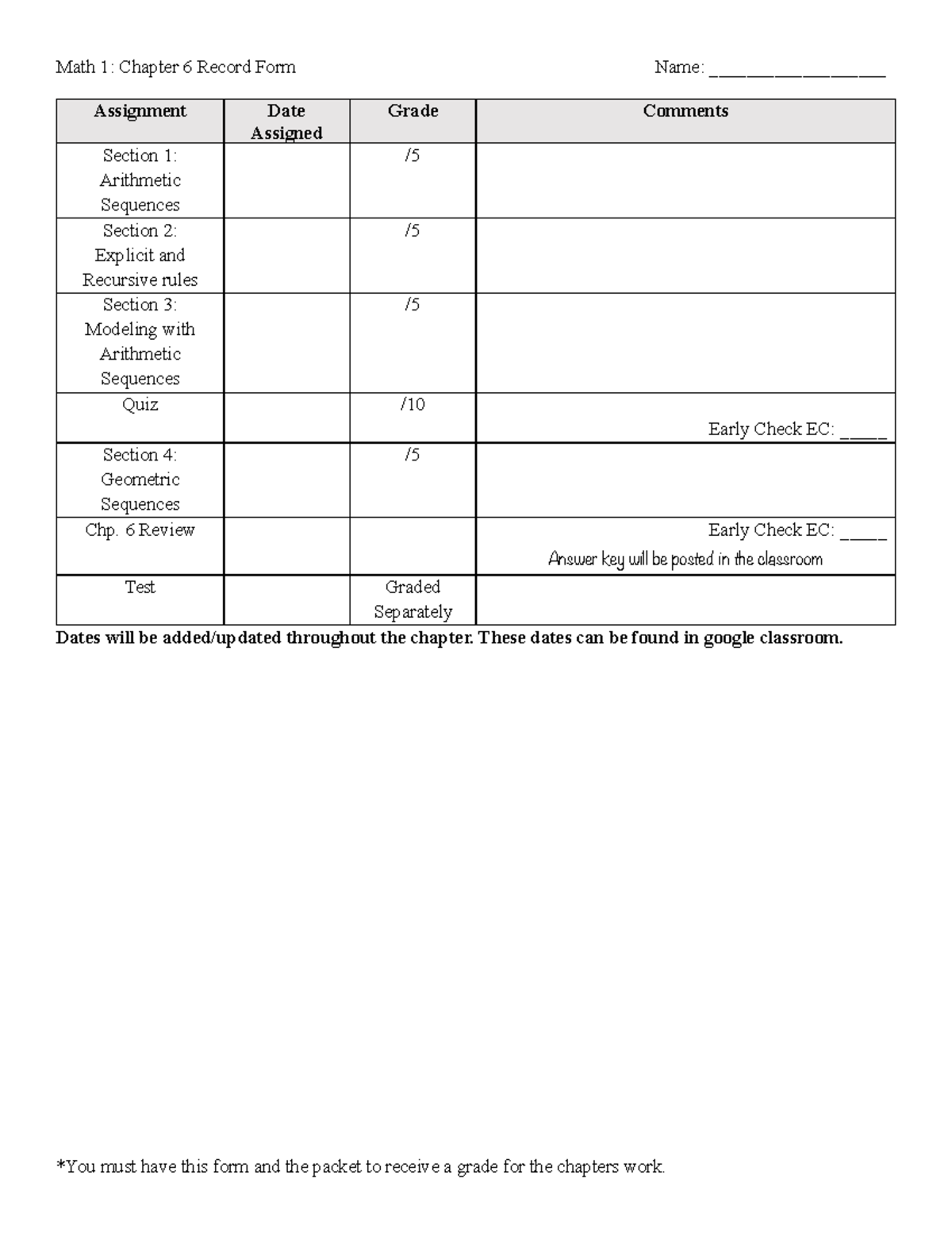 Math 1: Chapter 6 Notes on Sequences and Functions - Studocu