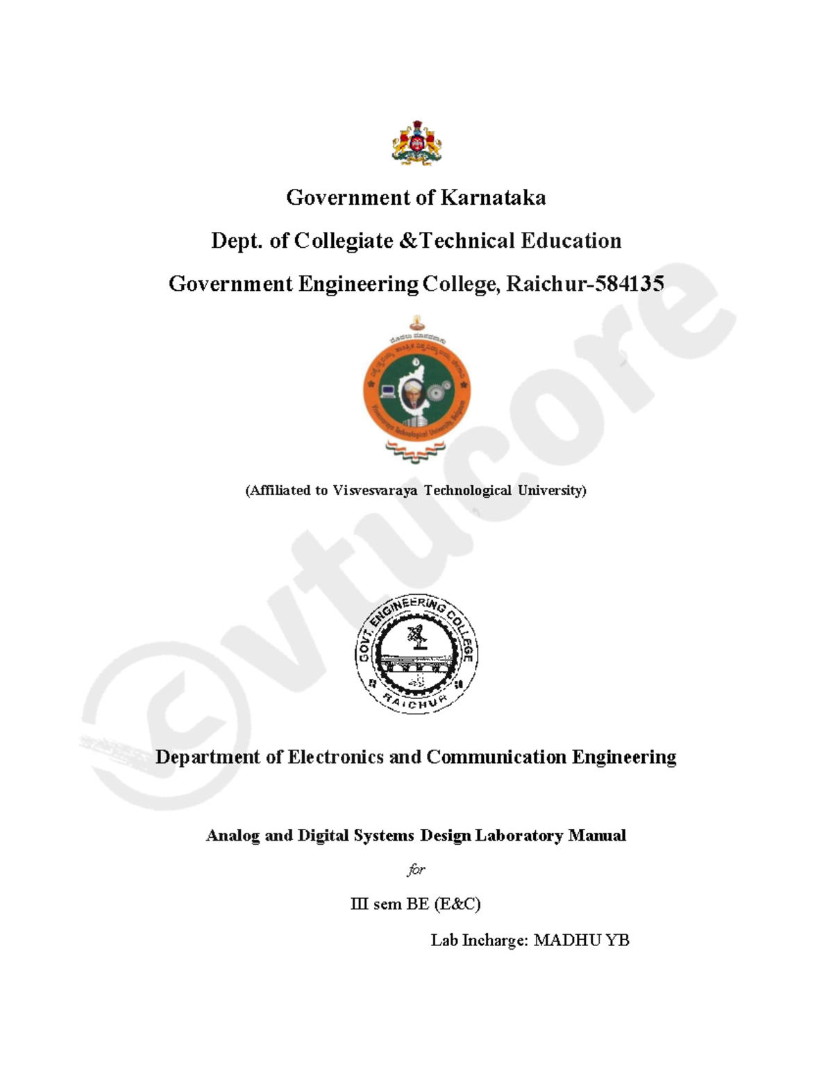 BECL305 Analog and Digital Systems Design Lab Manual 2024 - Studocu