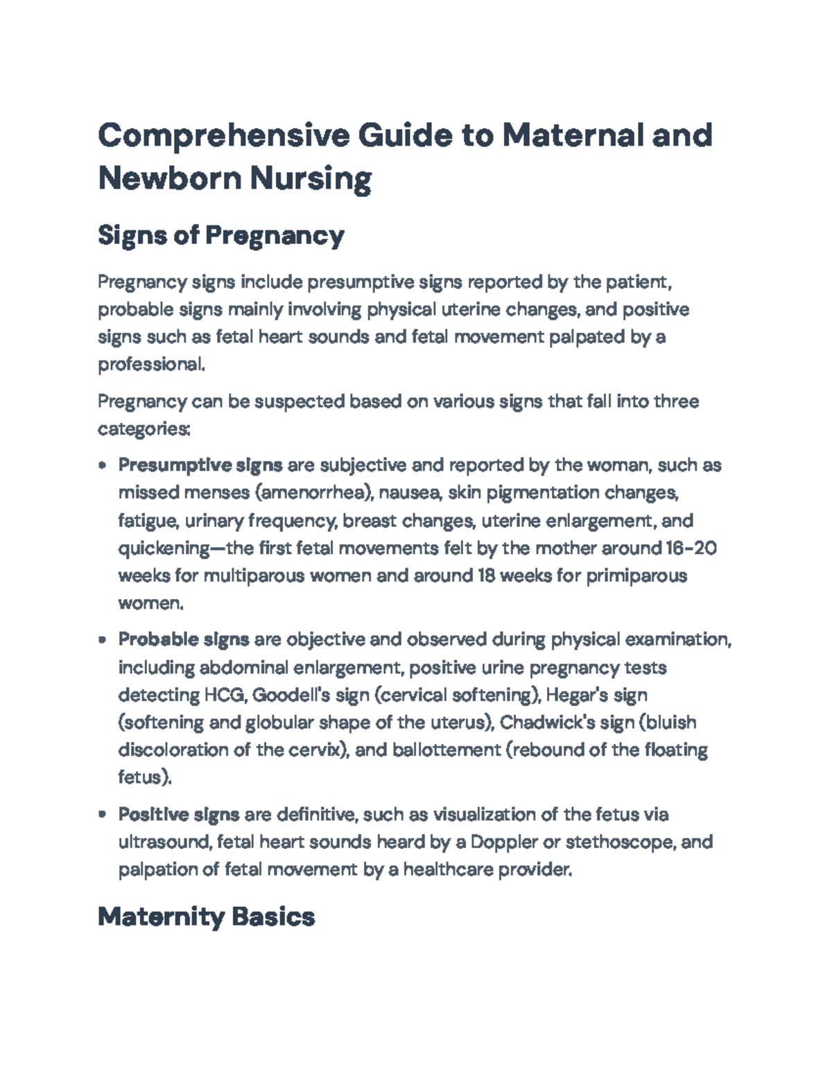 Comprehensive Guide to Maternal and Newborn Nursing (NUR101 ...