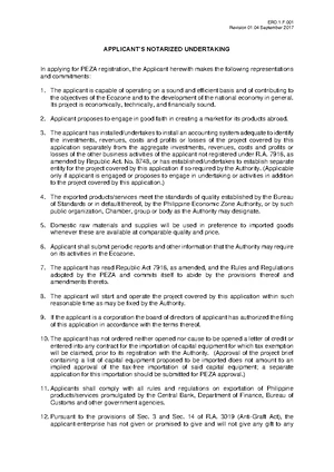 PEZA Application for Amendment of Registration - 2. Processing of ...