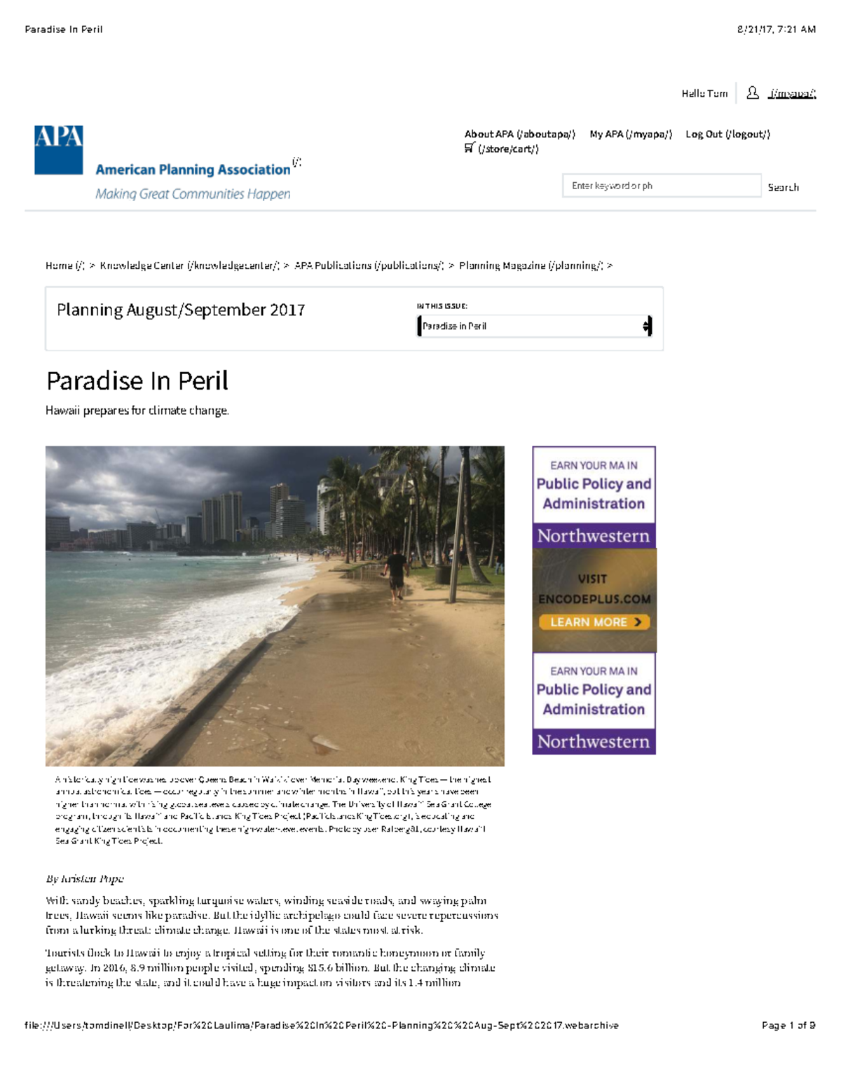 Paradise in Peril: Hawaii's Climate Change Challenges (PLN 101) - Studocu