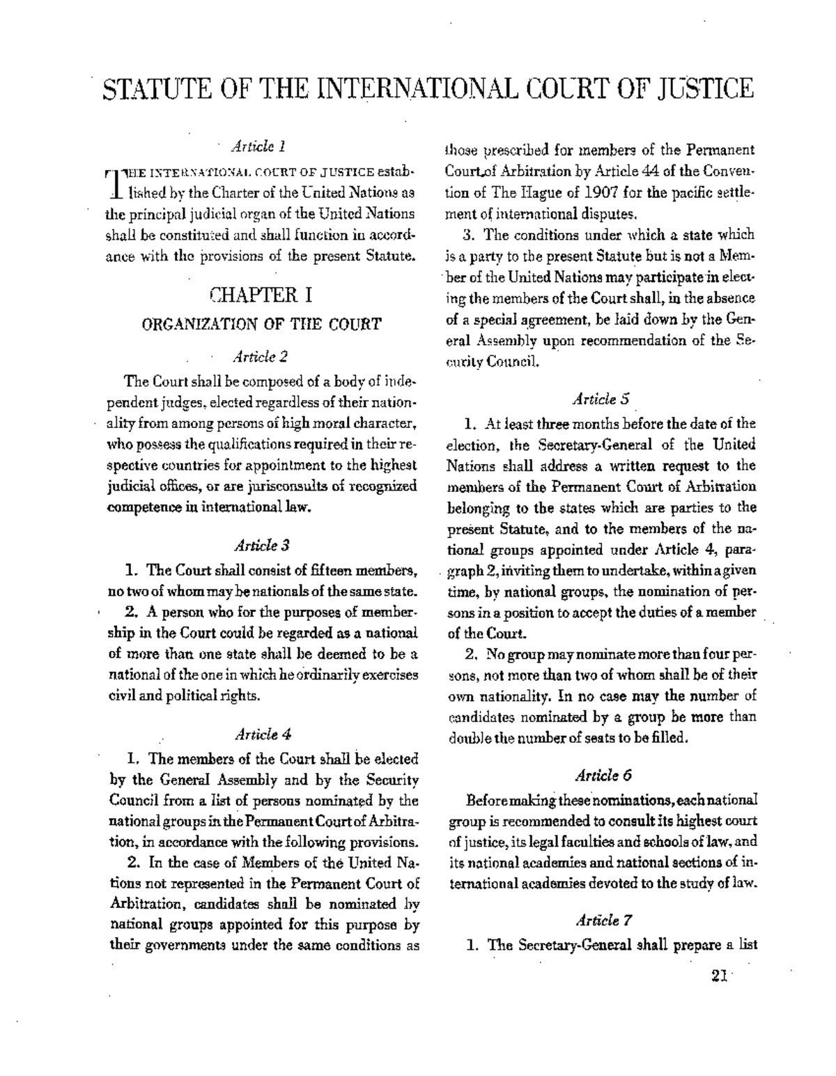ICJ Statute Overview - ICJ- stadgan för den internationella domstolen ...