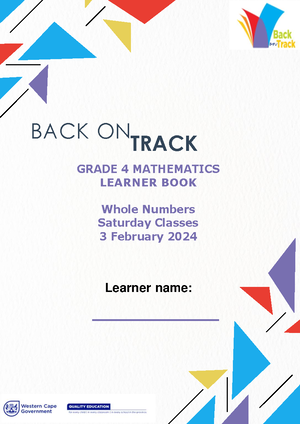 Teacher Resource Pack for Mathematics - Grade 4 Term 2 (2024) - Studocu
