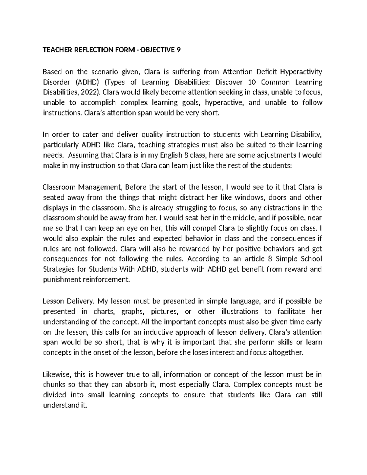 TRF - Objective 09 - Teacher's guide - TEACHER REFLECTION FORM ...