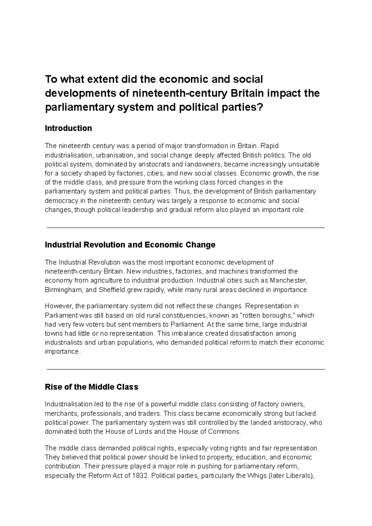 The Impact of Economic & Social Changes on British Politics: A Study ...