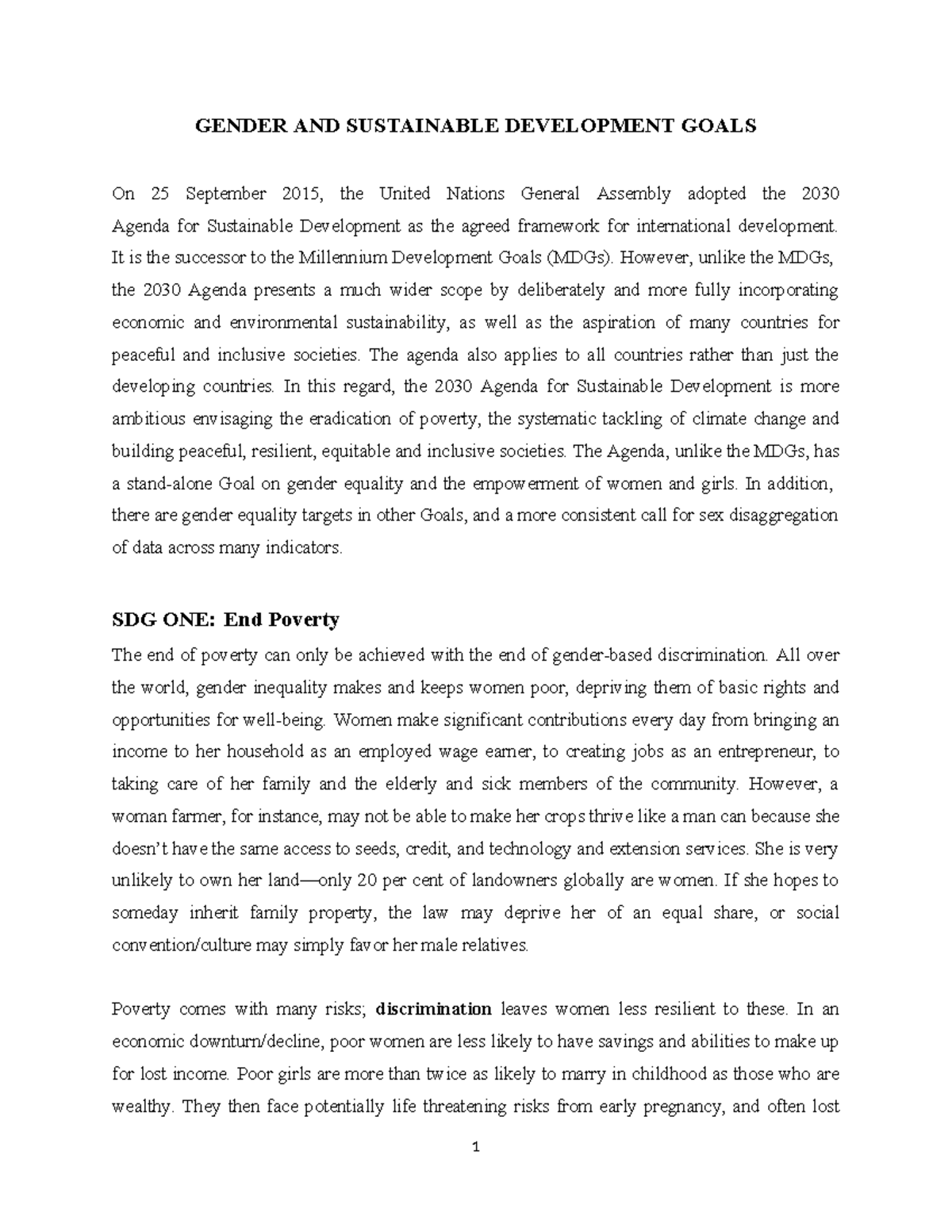 GENDER AND SUSTAINABLE DEVELOPMENT GOALS: A Comprehensive Overview ...