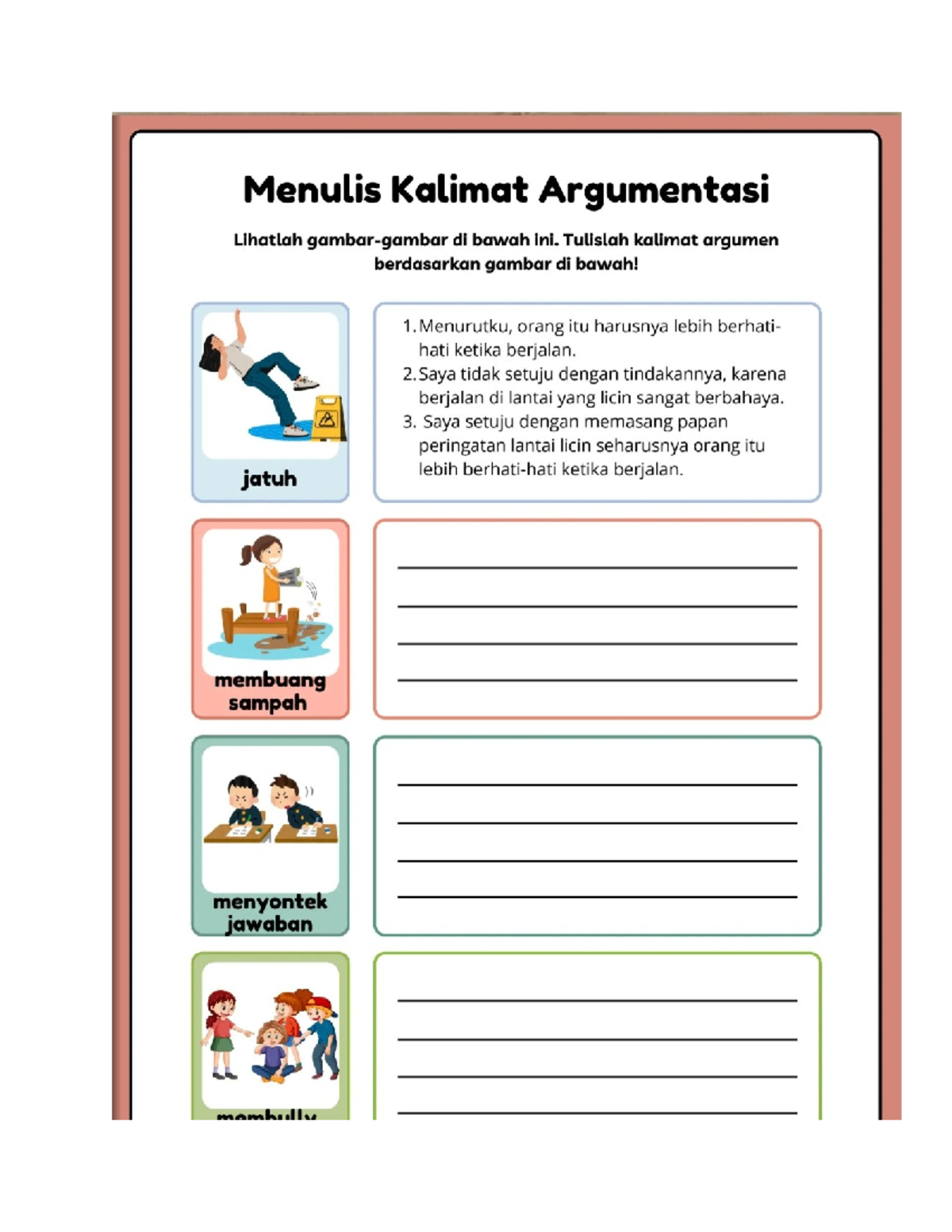 Teks Argumentasi: Menyusun Kalimat Argumen Berdasarkan Gambar - Studocu