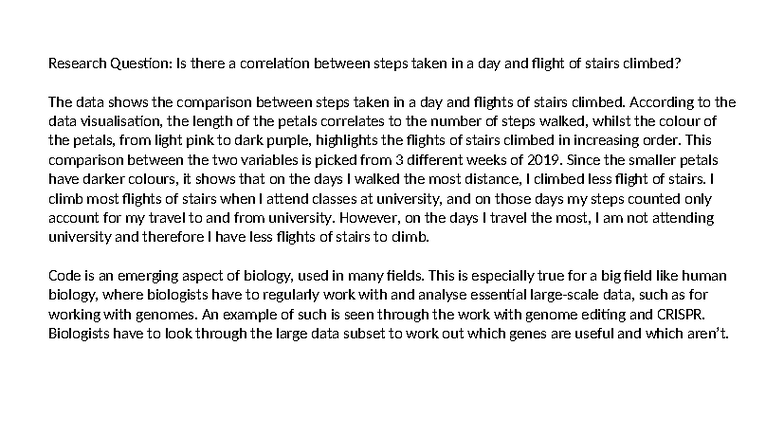 Living Data Comparison Steps Vs Stairs Climbed Analysis Studocu
