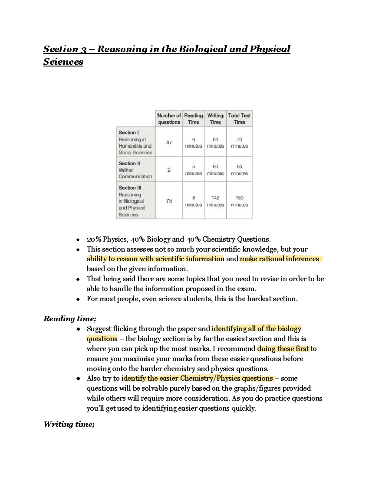 Section 3 - S3 Reasoning in Biological & Physical Sciences - Studocu