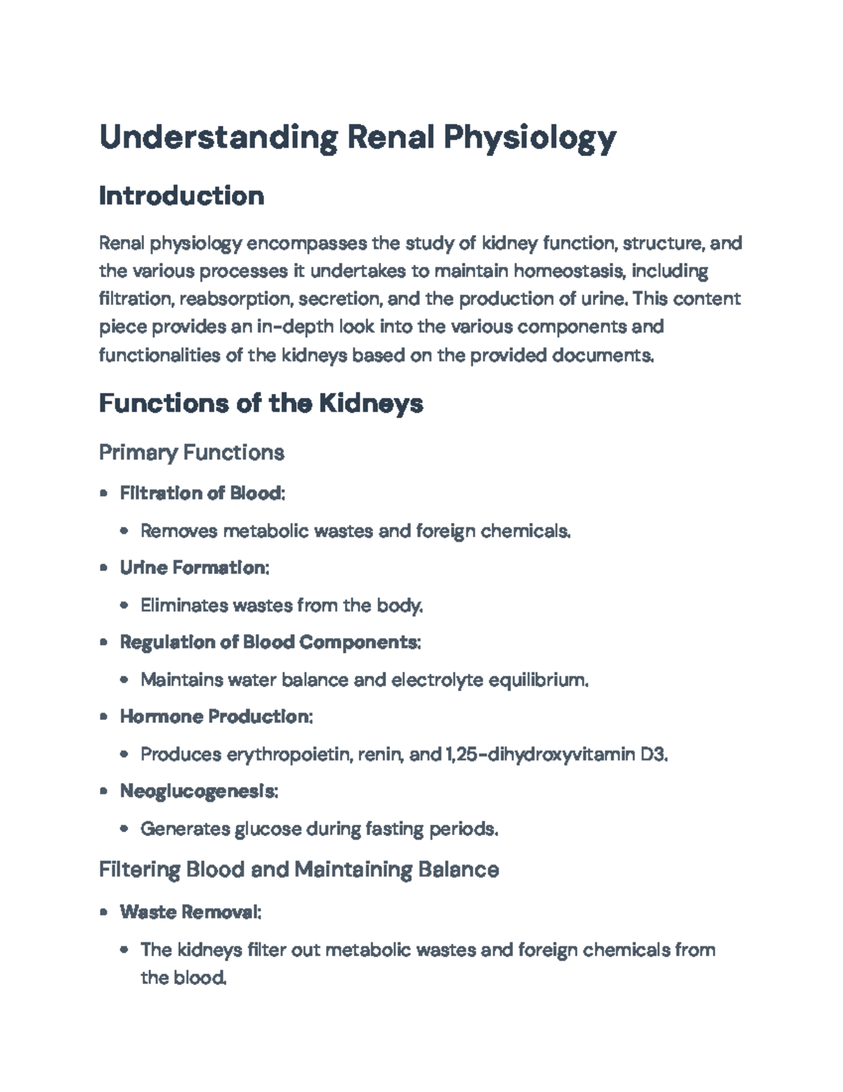 Understanding Renal Physiology: Functions, Structures, and Processes ...