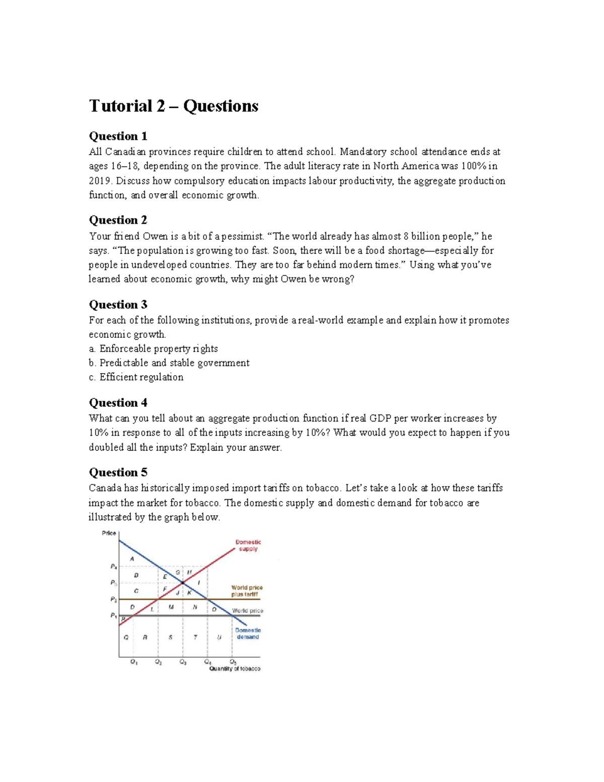 Tutorial 2 Questions: Economic Growth & Productivity Analysis - Studocu