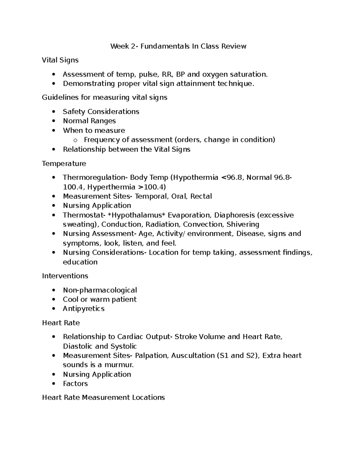 Week 2 - Vital Signs Assessment Techniques and Guidelines - Studocu