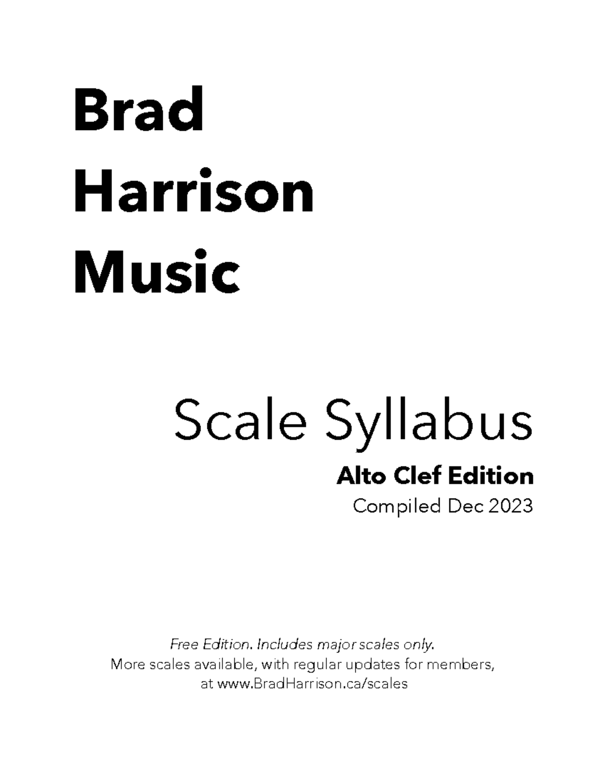 Major Scale Syllabus - alto clef - Brad Harrison Music Scale Syllabus ...