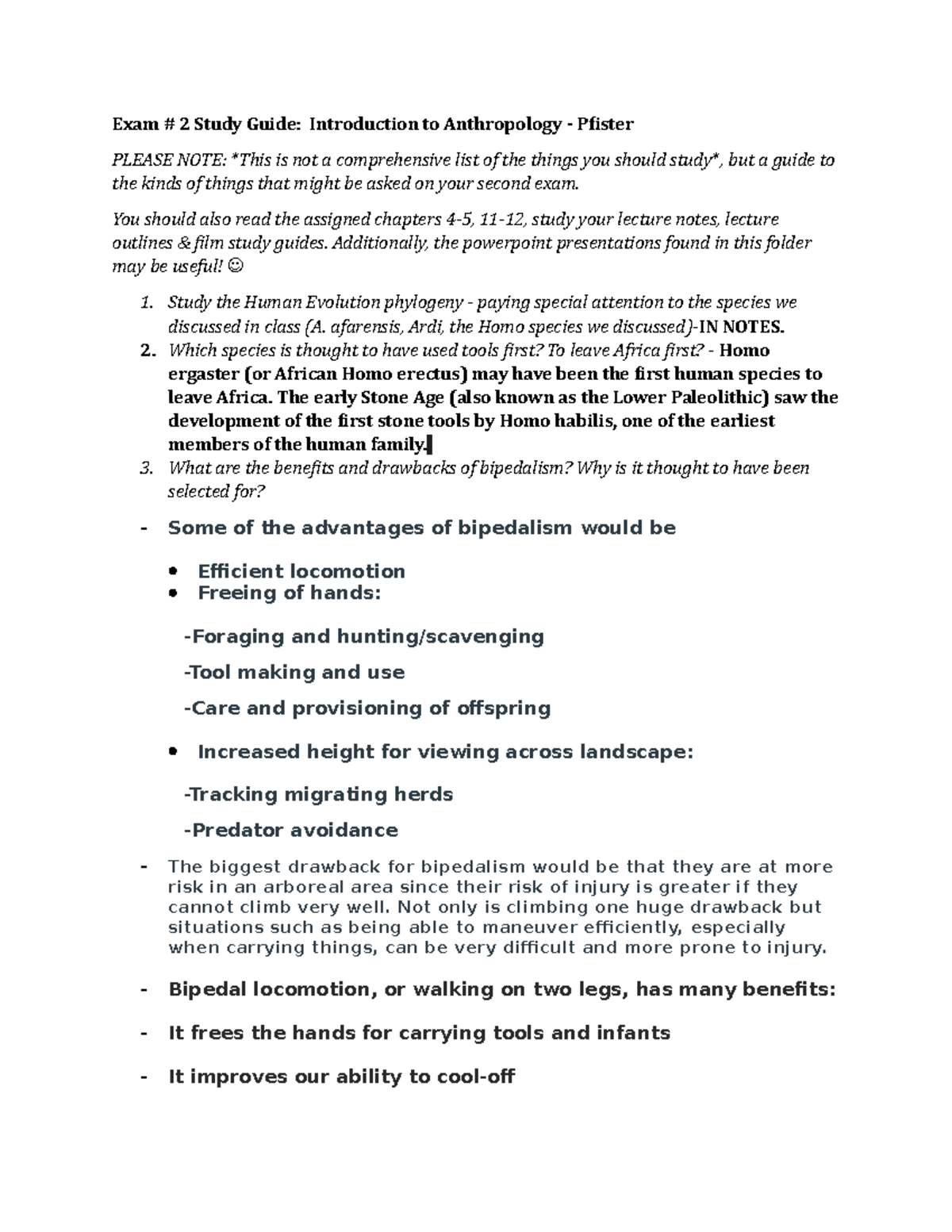 Exam 2 Study Guide: Intro to Anthropology - Key Concepts and Terms ...