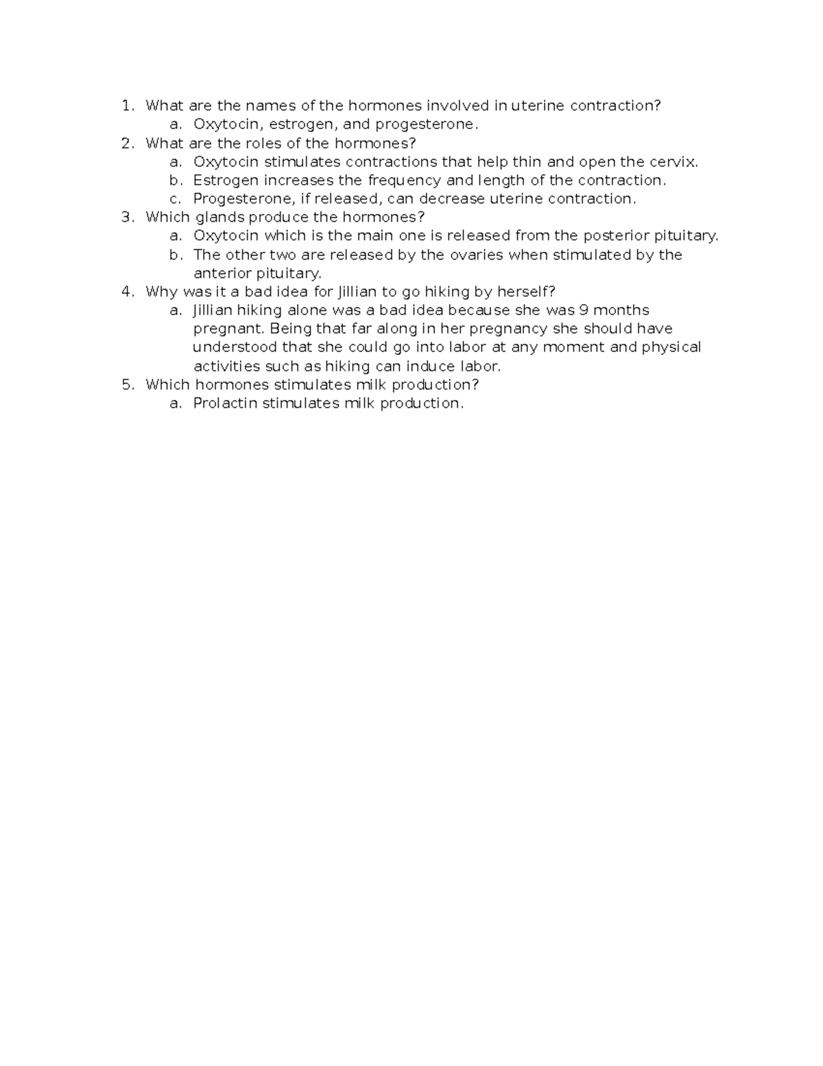 Case Study: Hormones & Uterine Contraction in Endocrine System - Studocu