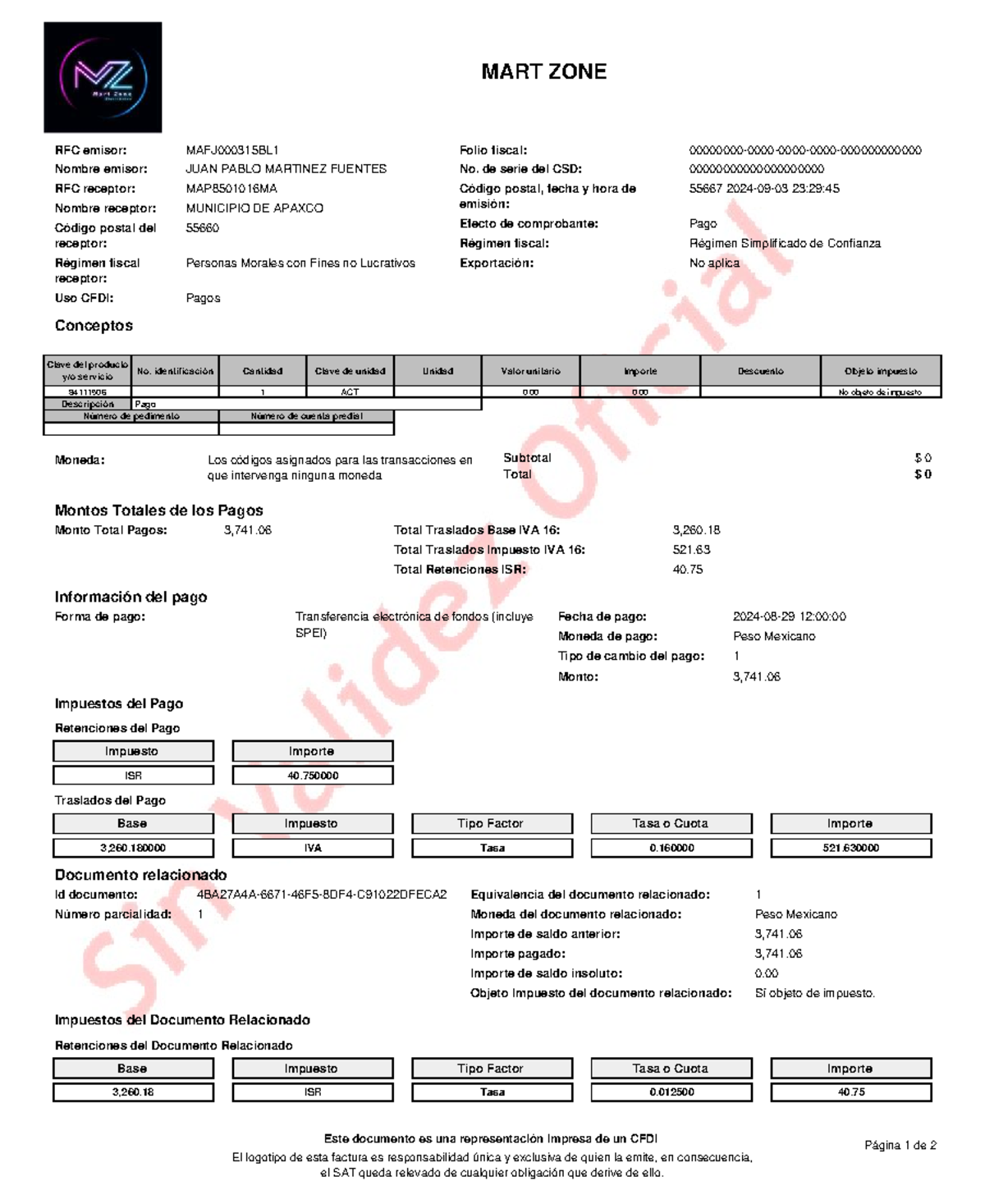 RFC CFDI Emisor y Receptor: Detalles de Pago y Facturación - Studocu