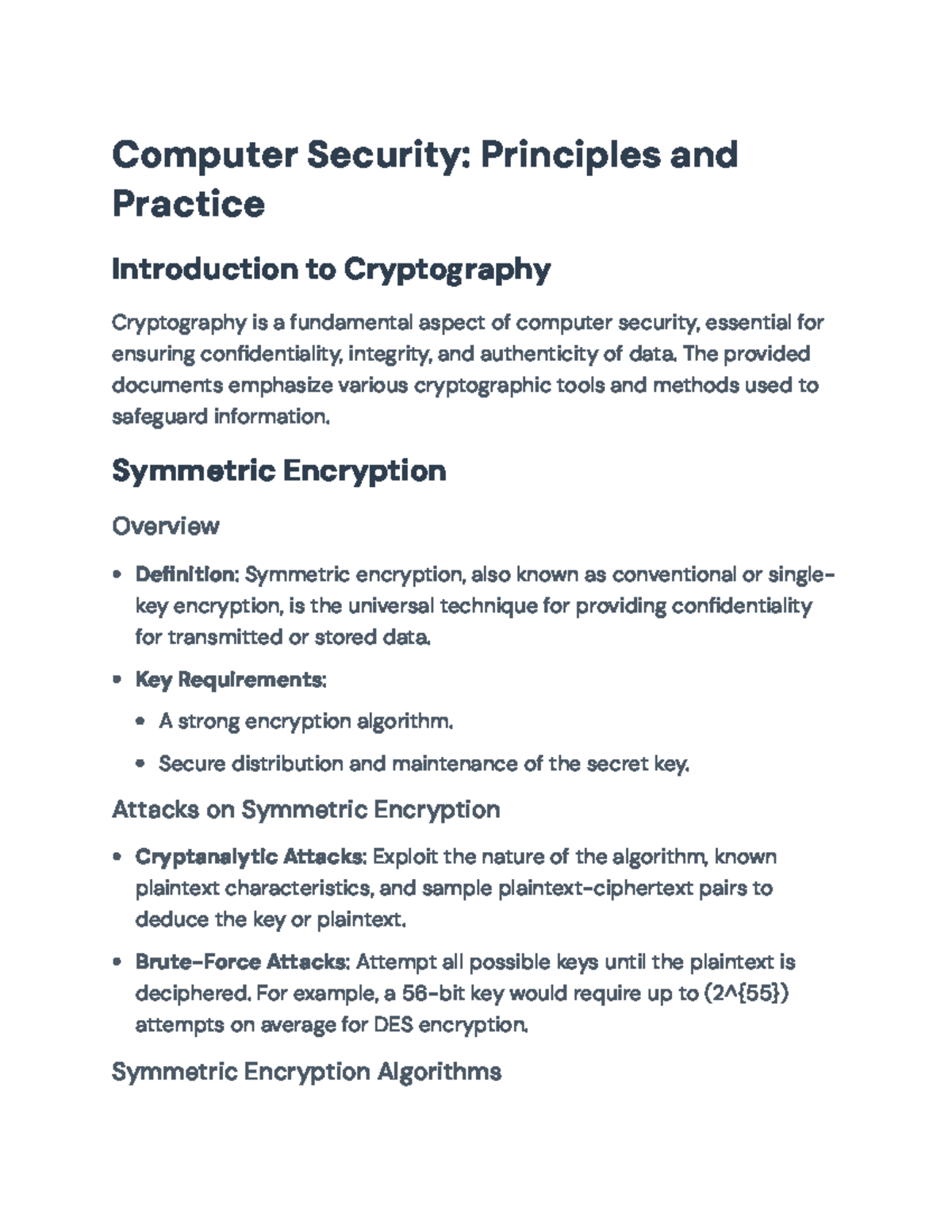 Computer Security: Principles and Practice - Cryptography Overview ...