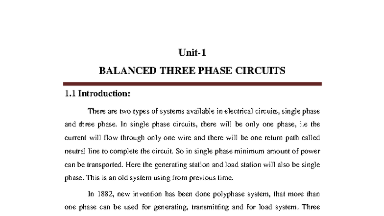 Lecture 1 - Introduction to Balanced Three Phase Circuits - Studocu